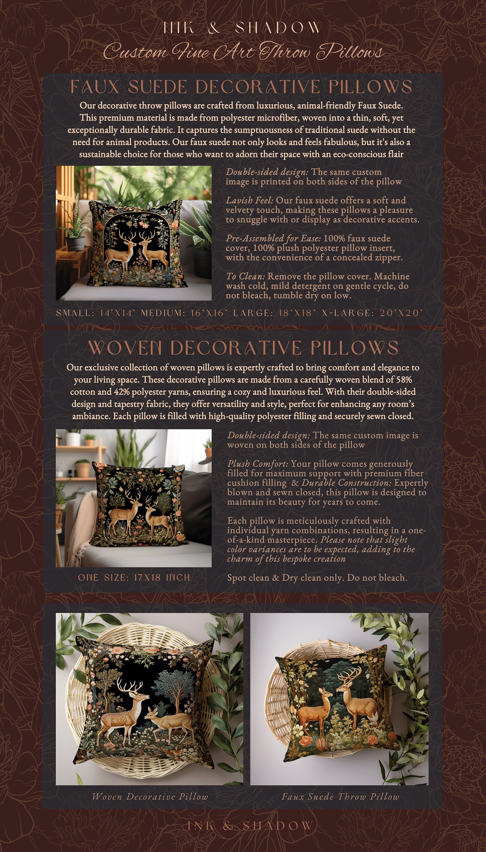 Mystic Woods Folklore Pillow | Folk Art Aesthetic Couch Cushion Woven ...