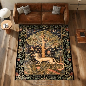 Folk Art Dragon Rug Mystical Home Decor Morris Style Bedroom Fairy Core ...