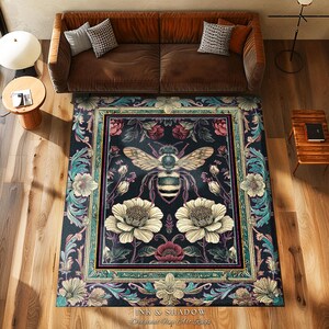 Queen Bee Victorian Gothic Floral Honeybee Rug Vintage Dark Botanical ...