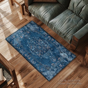 Navy Blue Elegant Aesthetic Rug | Modern Living Room Indigo Home Decor ...