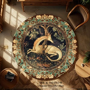 Renaissance Dragon Round Area Rug Forestcore Victorian Gothic Charm ...