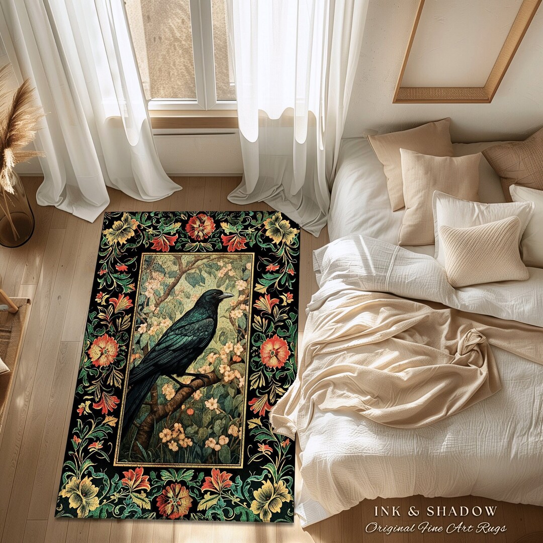 Dark Academia Crowcore Rug Ethereal Bedroom Decor William Morris ...