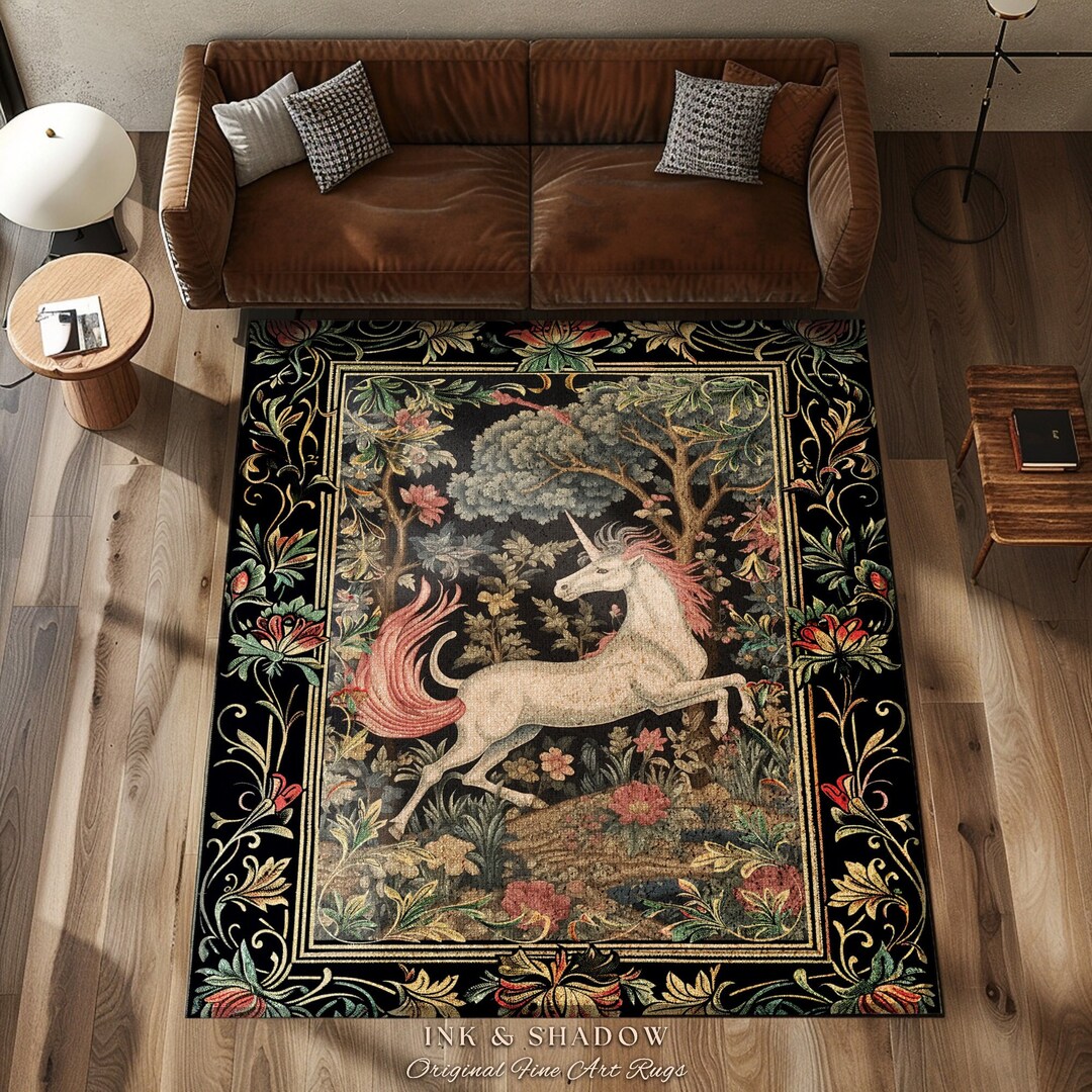 Folklore Unicorn Rug Princesscore Room Decor William Morris Inspired ...