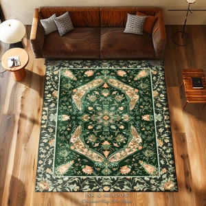 Elegant Sea Green Area Rug Classic Ornate Statement Rug With Fine ...