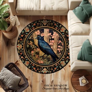 Crowcore Area Rug | Woodland Gothic Room Decor William Morris Inspired ...