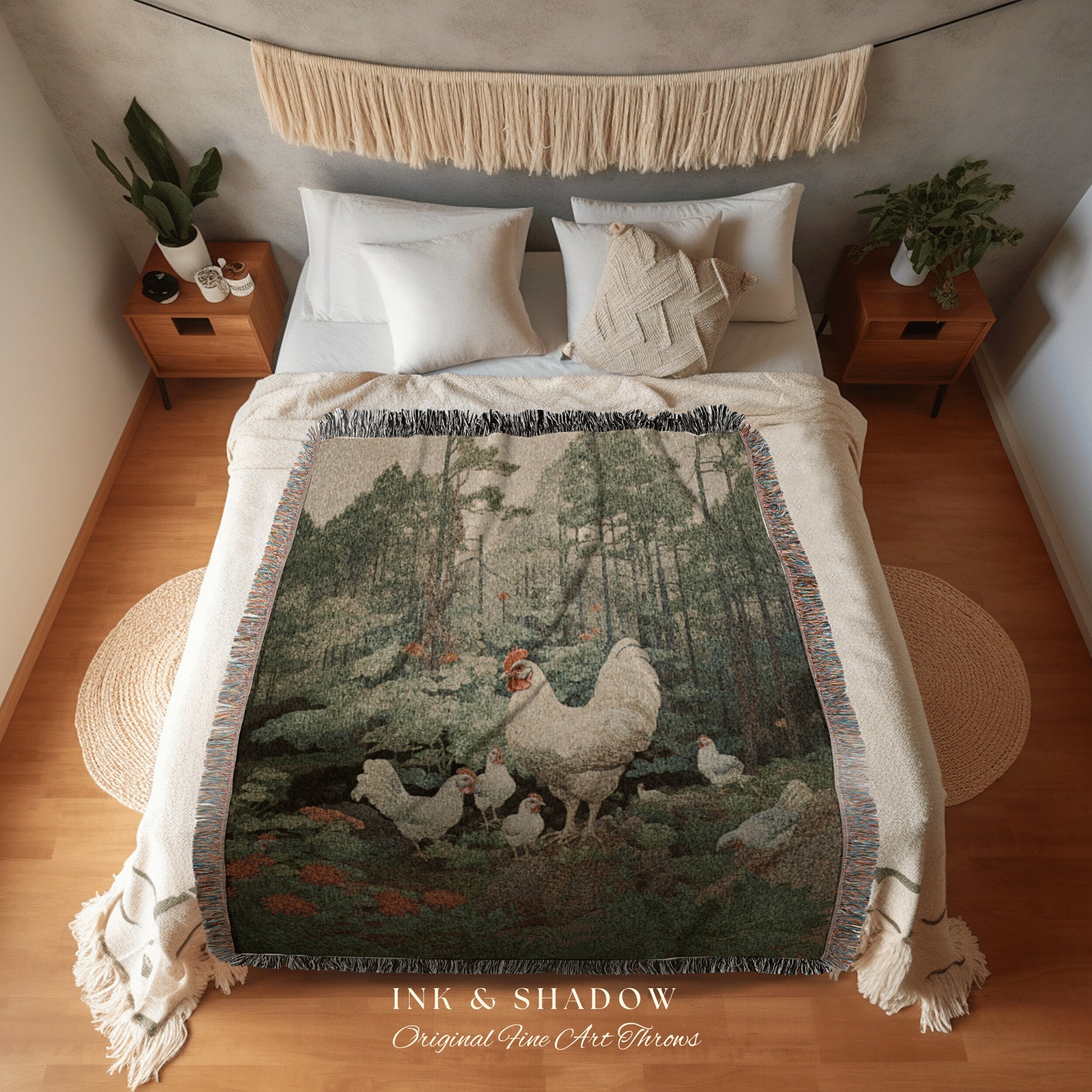Rustic Farmhouse Chicken Tapestry Blanket | Funny Chicken Mom Gift ...