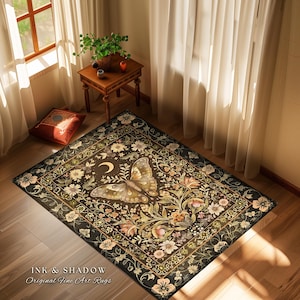 Whimsical Moth Rug Soft Cottagecore Rustic Home Decor | Mystic Floral ...