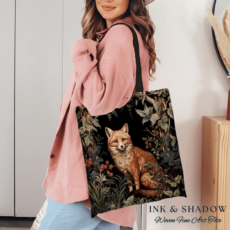 Fox Woodland Gothic Tote | Dark Academia William Morris Inspired ...