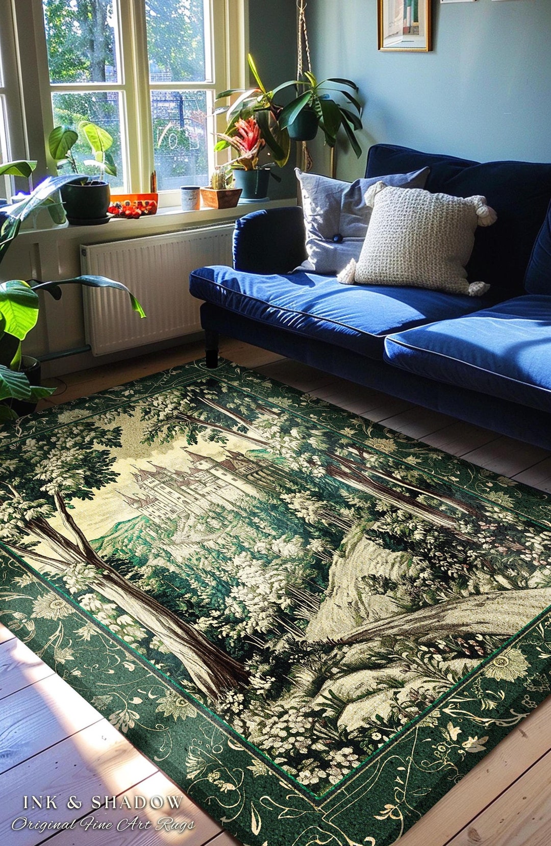 Medieval Castle Woodland Forest Rug | Forestcore Dark Academia ...