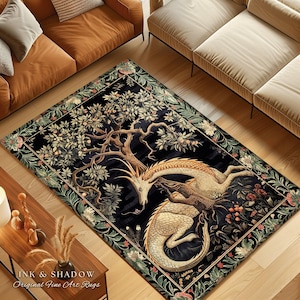 Dark Academia Dragon Area Rug | Medieval Folklore Room Decor Fairytale ...