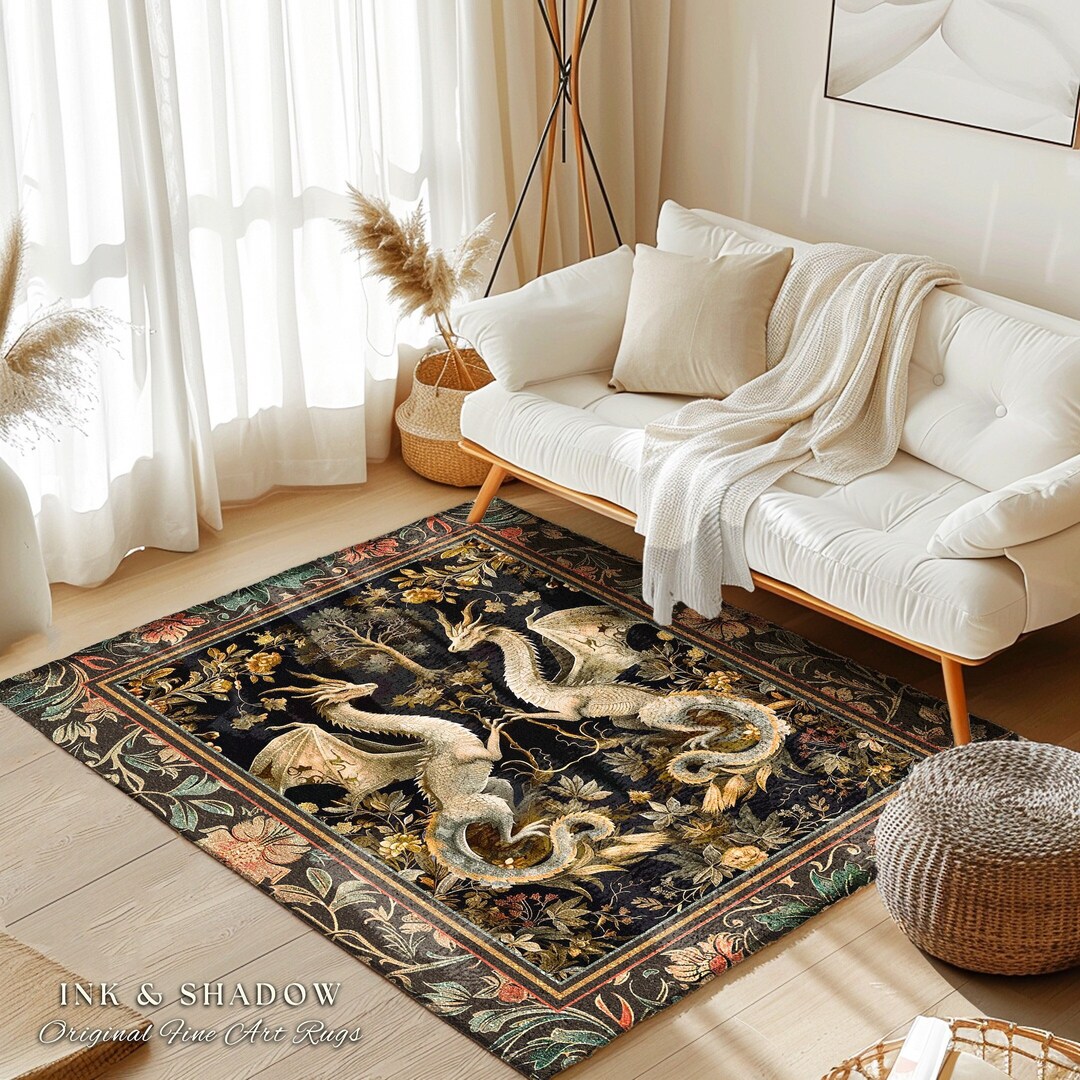 Fantasy Inspired Dragon Rug Victorian Gothic Decor | Enchanted Medieval ...