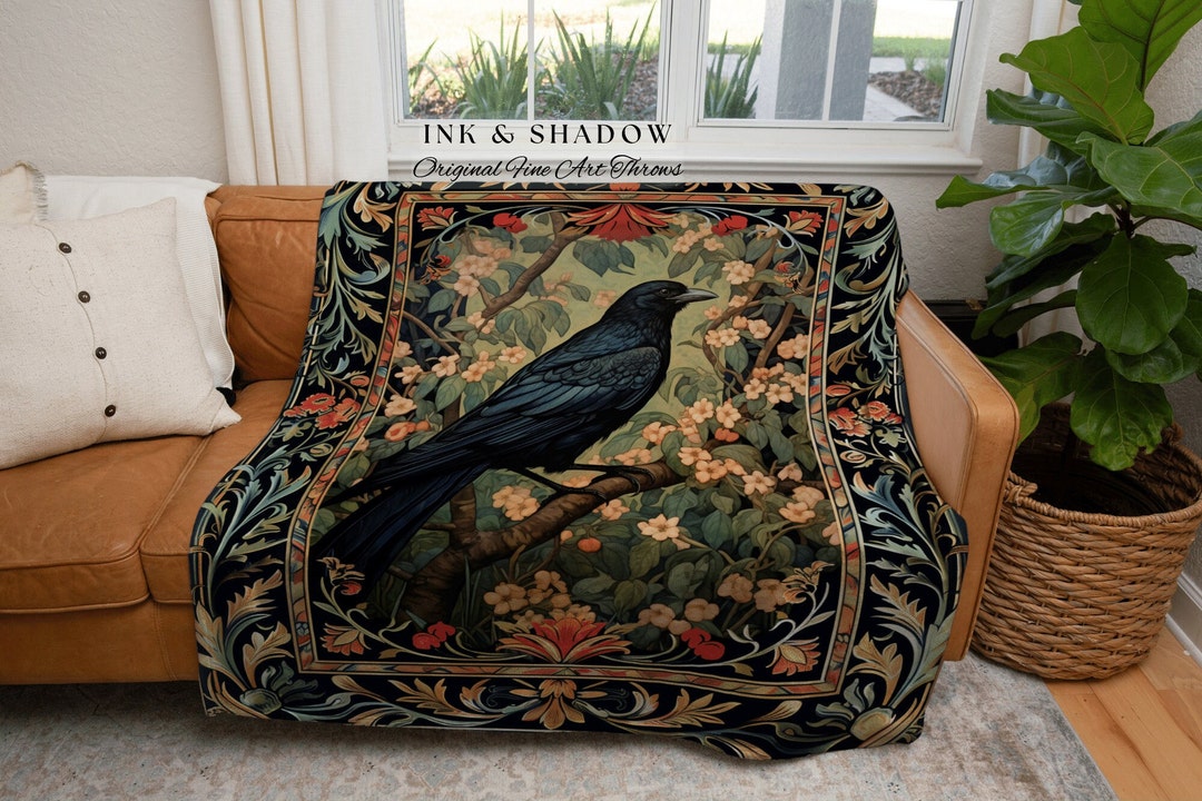 Dark Academia Crowcore Throw Blanket Ethereal Home Decor Morris ...
