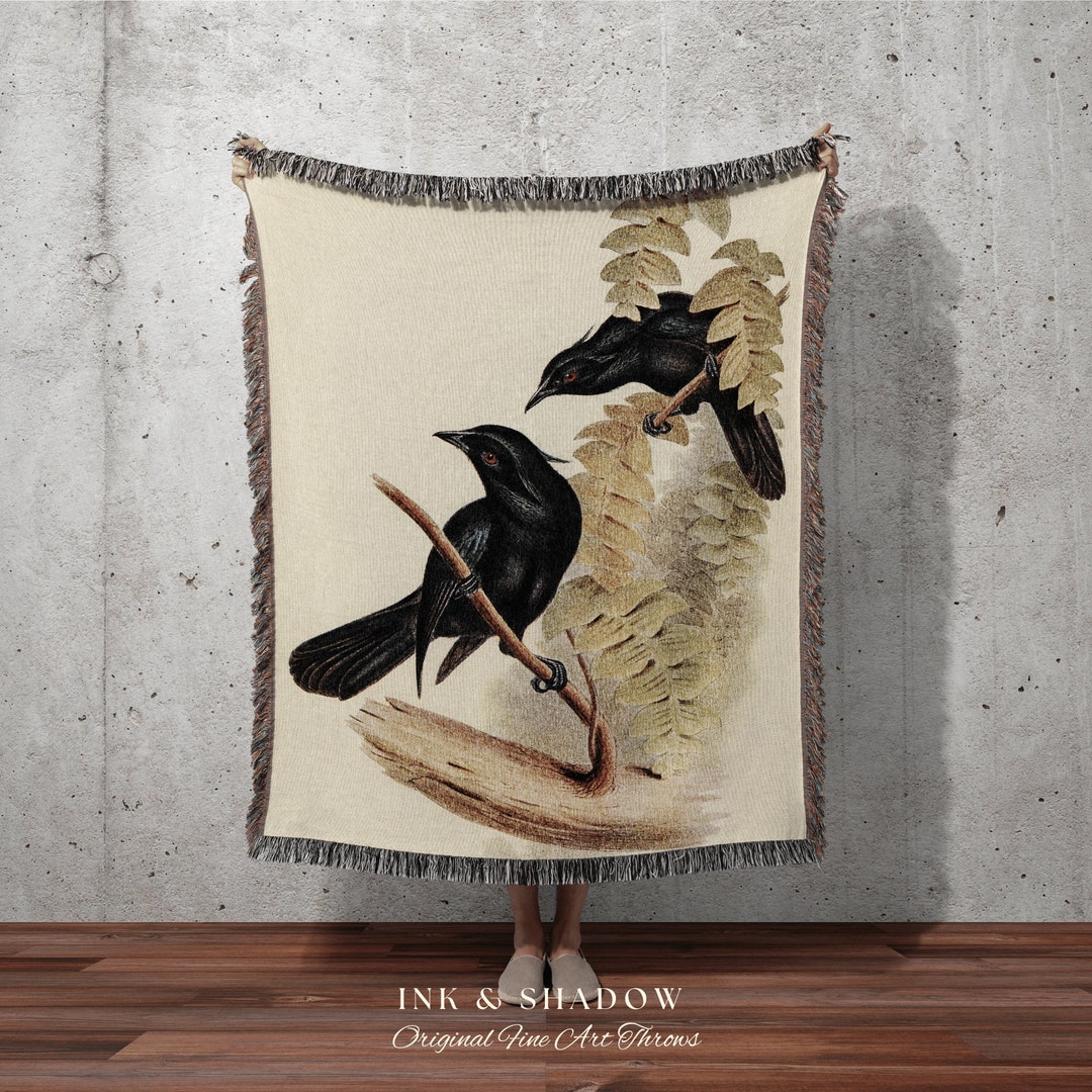 Vintage Crow Tapestry Raven Blanket Woven Wall Hanging Crow Raven Decor ...