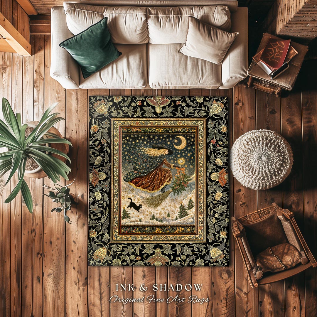 Winter Folklore Witch Accent Rug | Enchanted Cottagecore Decor Mystic ...