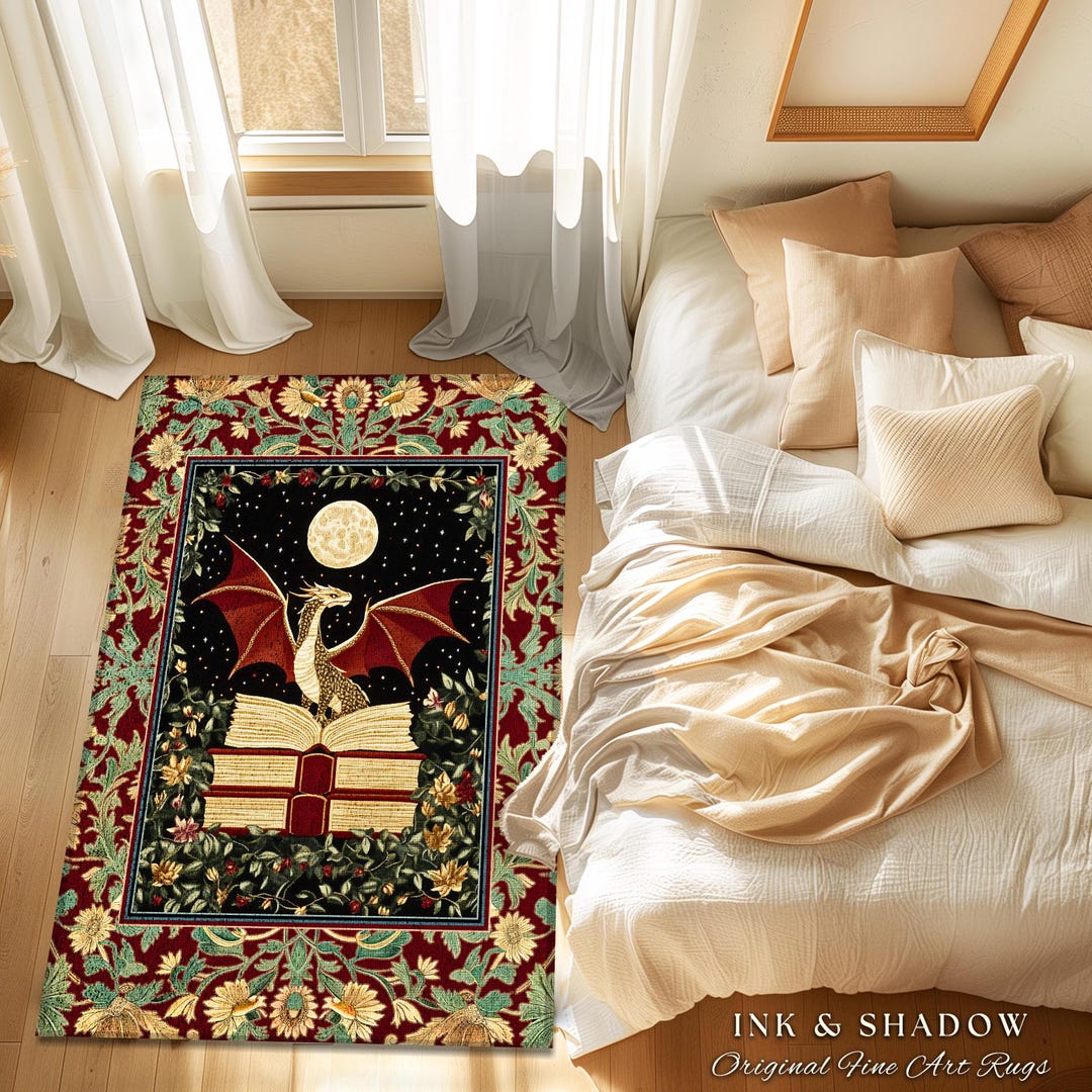 Baroque Maximalist Dragon Lover Rug | Dark Academia Reading Corner Area ...