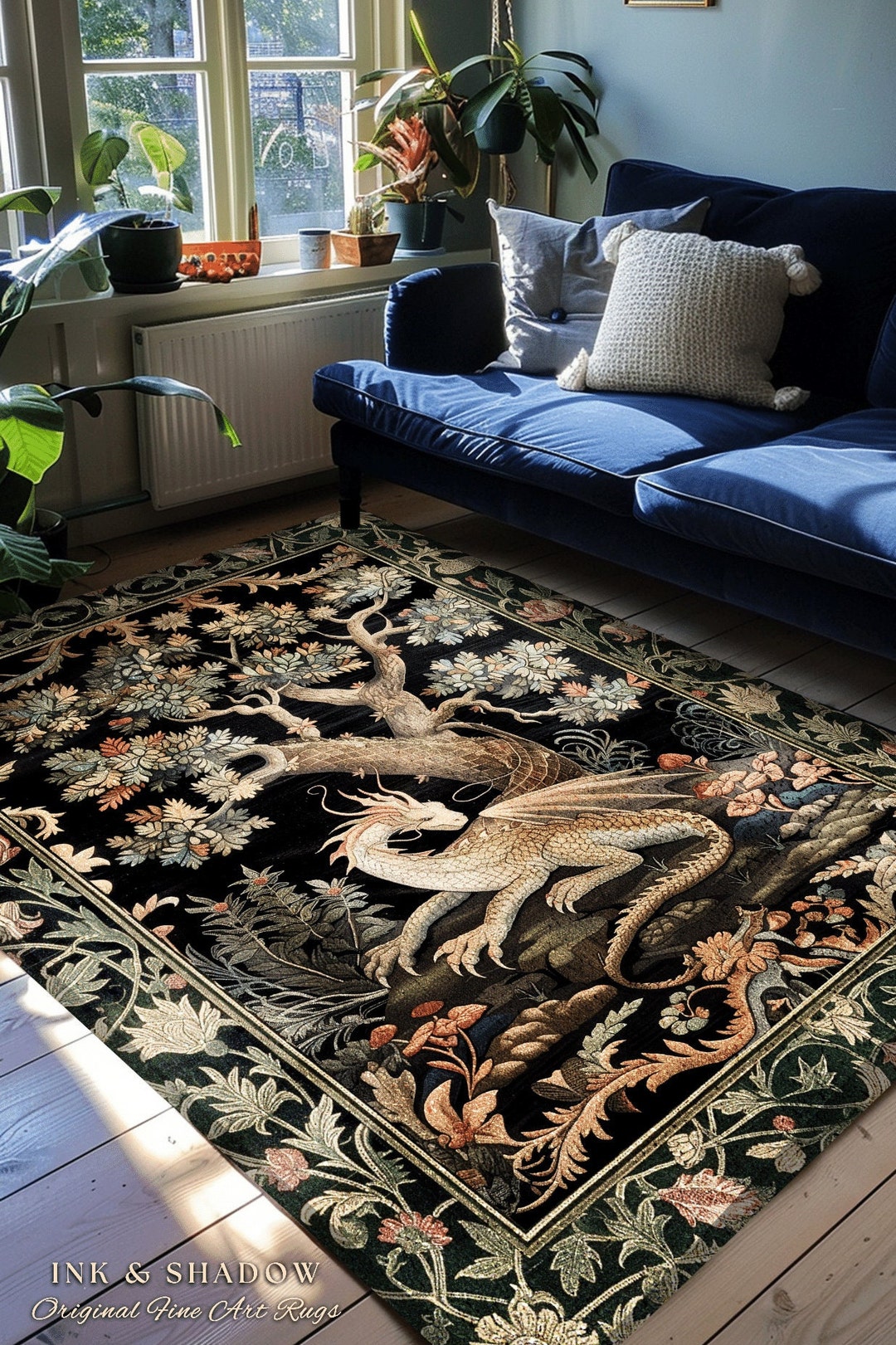 Fantasy Inspired Area Rug | Dark Academia Gothic Book Nook Decor ...