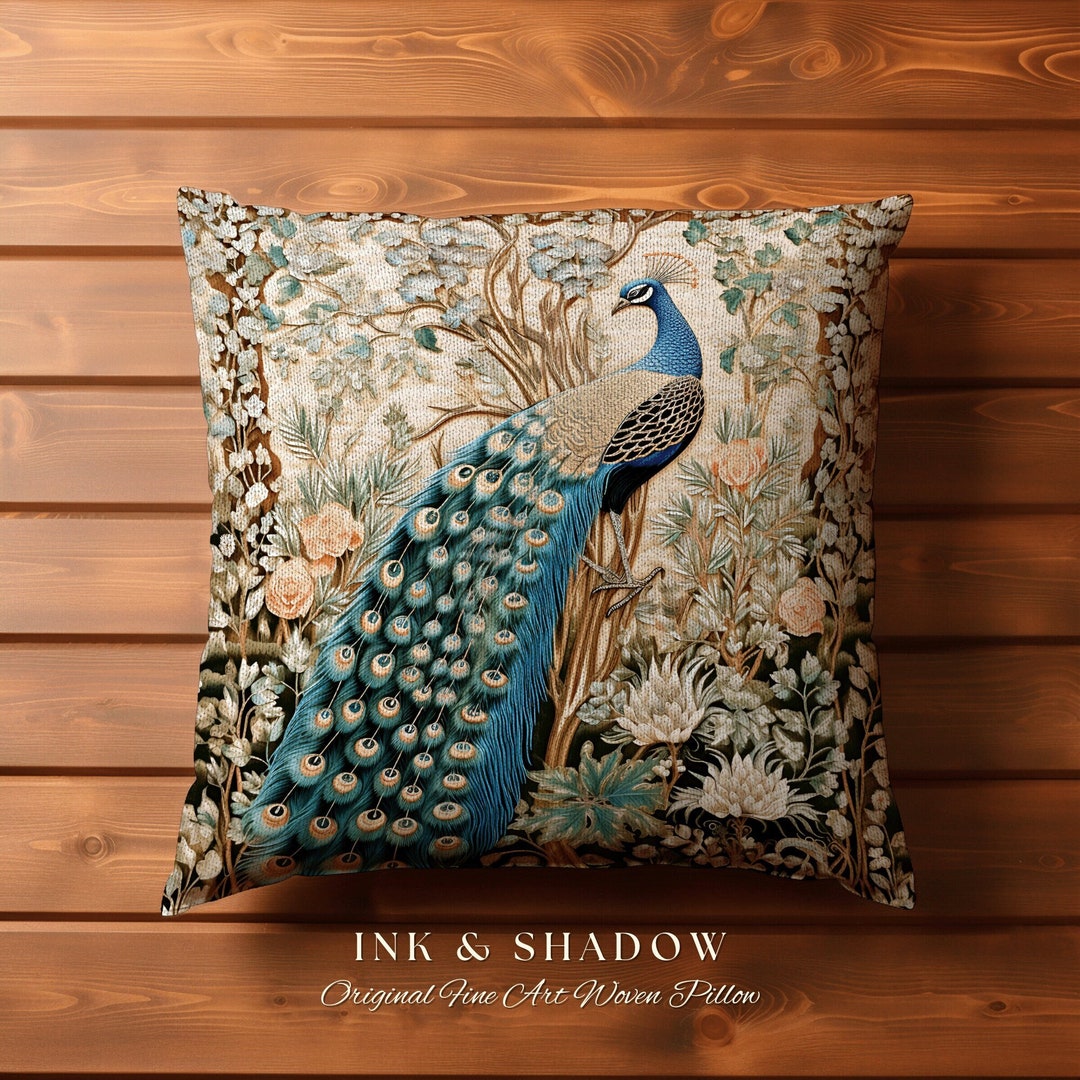 Woodland Gothic Victorian Whimsy Peacock Pillow Cottagecore Accent ...