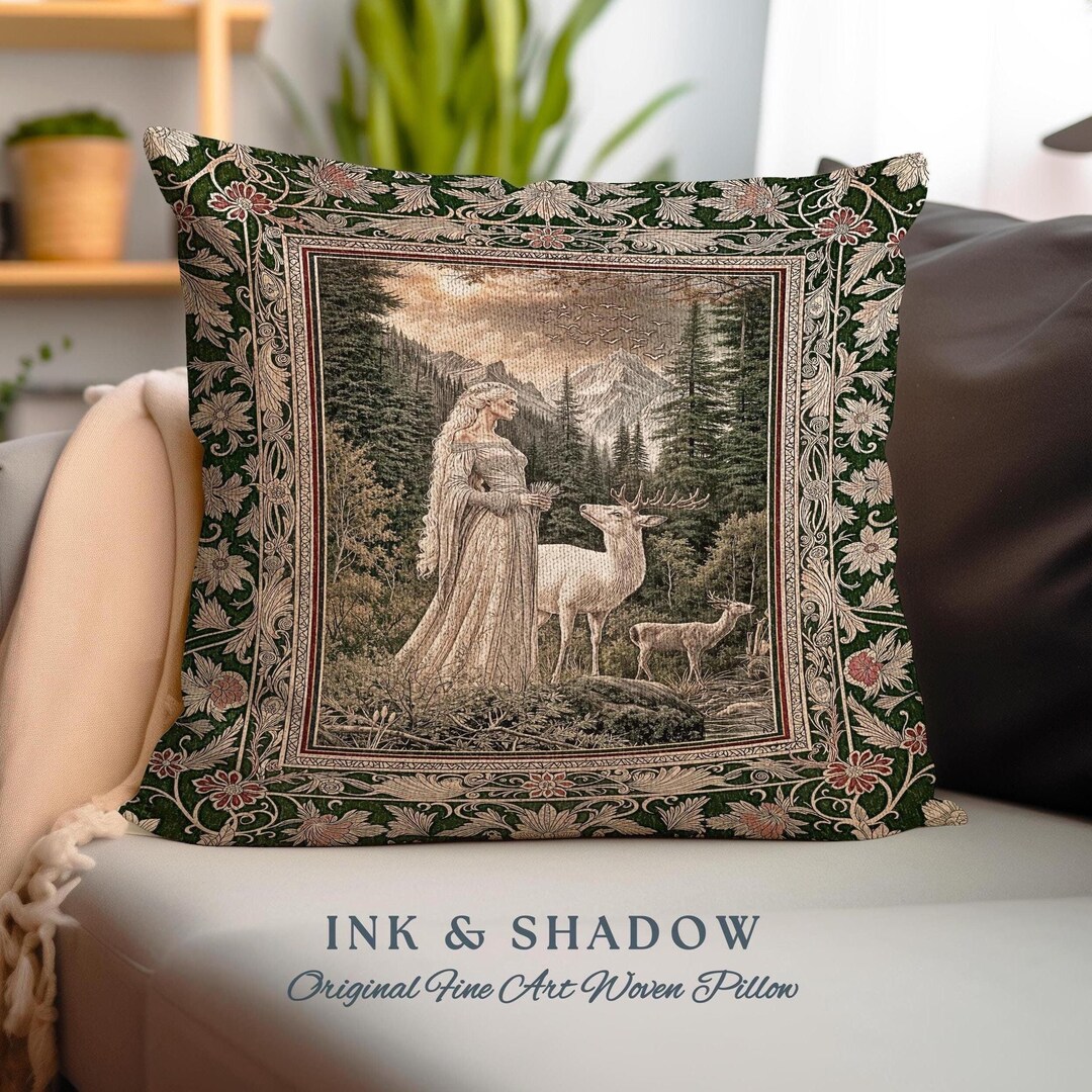 Enchanted Lands Medieval Tapestry Pillow | Gothic Landscape Fantasy ...