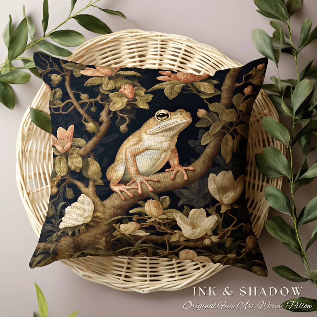 Folklore Frog Accent Pillow Mushroomcore Pillow William Morris Inspired ...