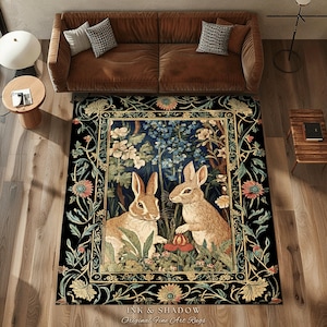 Bunnies in the Woodland Rug | Spring Bunnies Room Decor William Morris ...