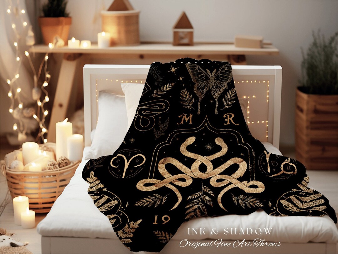 Gothic Anniversary Blanket | Celestial Wedding Anniversary Gift Couples ...