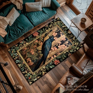 Crowcore Area Rug | Woodland Gothic Room Decor William Morris Inspired ...