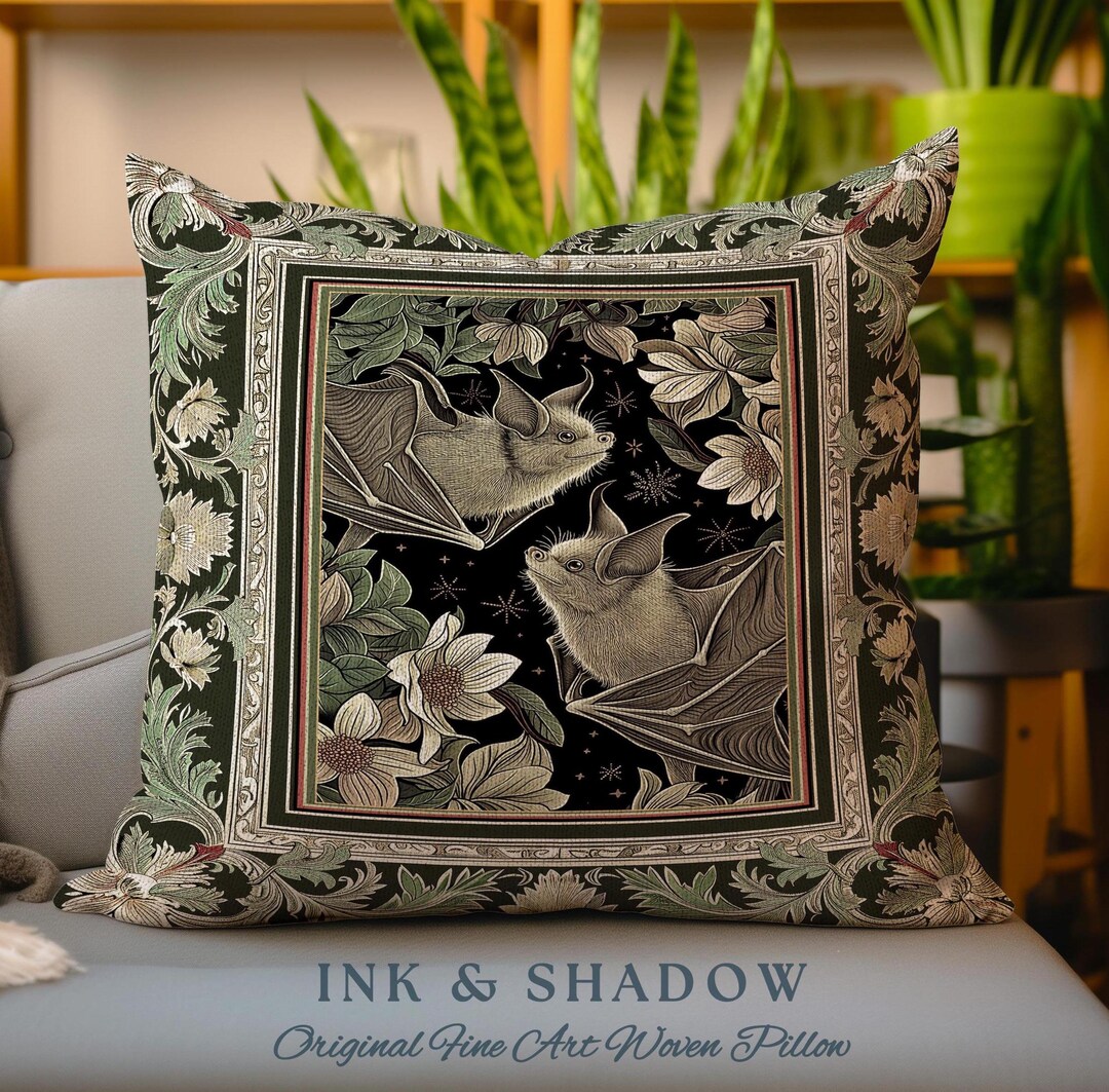 Victorian Gothic Cottagecore Sage Green Bat Pillow Witchy Goblinecore ...