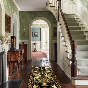 Ornate Antique Gold Folklore Aesthetic Baroque Dragon Runner Rug ...