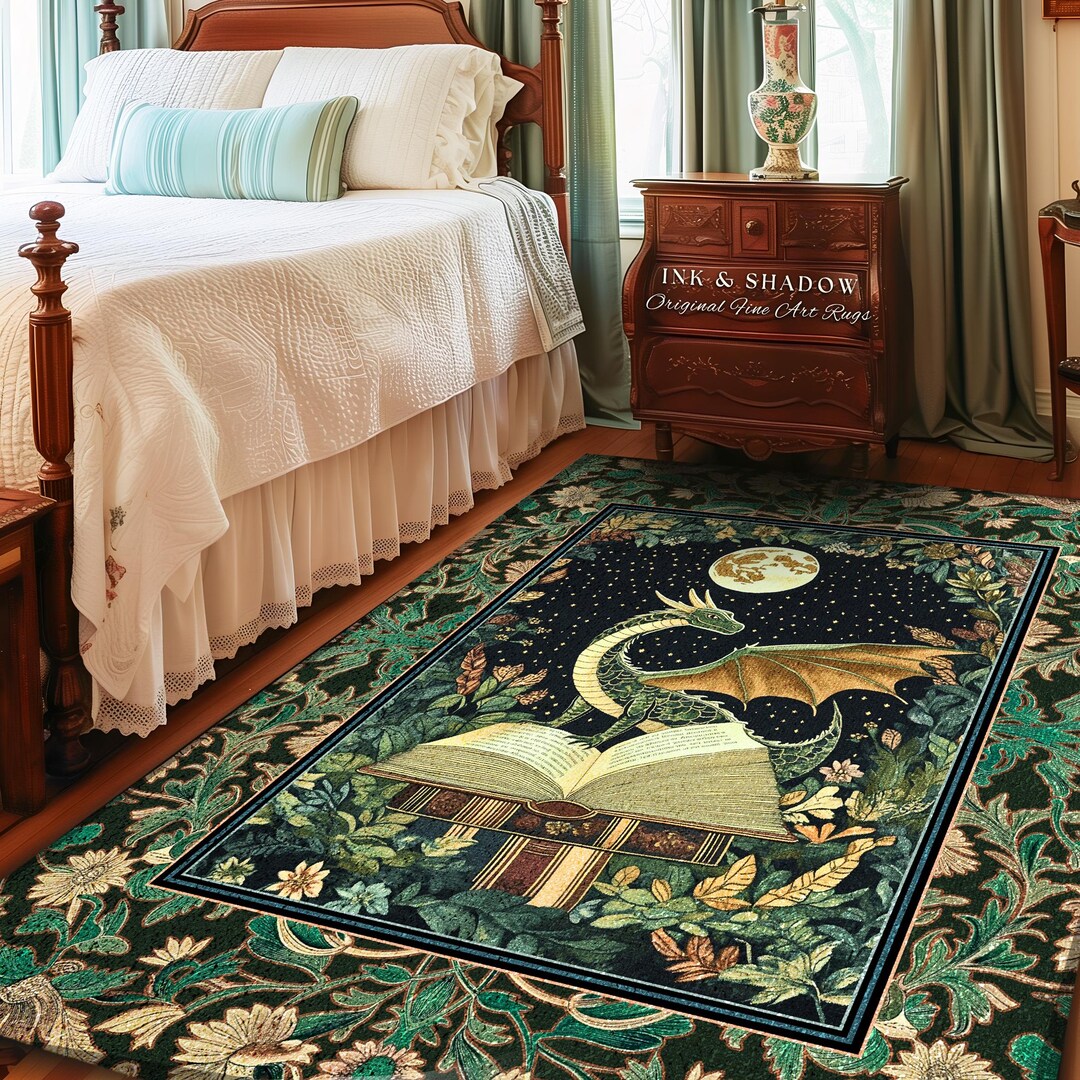 Medieval Library Cozy Reading Rug | Dragon Aesthetic Whimsigothic Dark ...