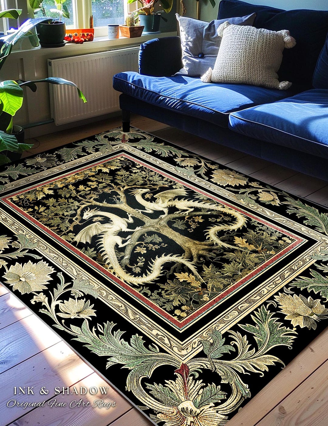 Mythical Dragon Light Academia Tree of Life Rug Enchanted Woodland ...