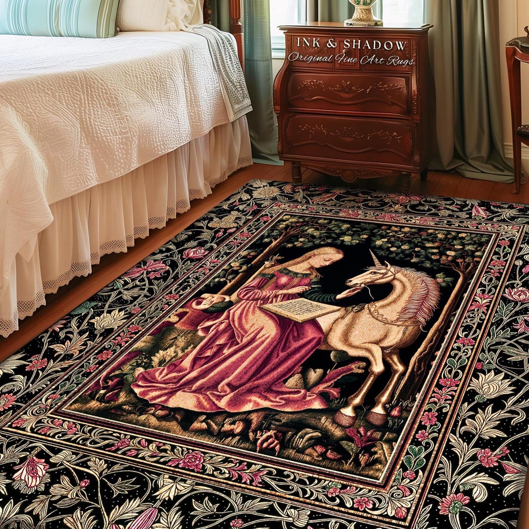 Cozy Storybook Reading Room Rug | Medieval Bedroom Unicorn Cottagecore ...