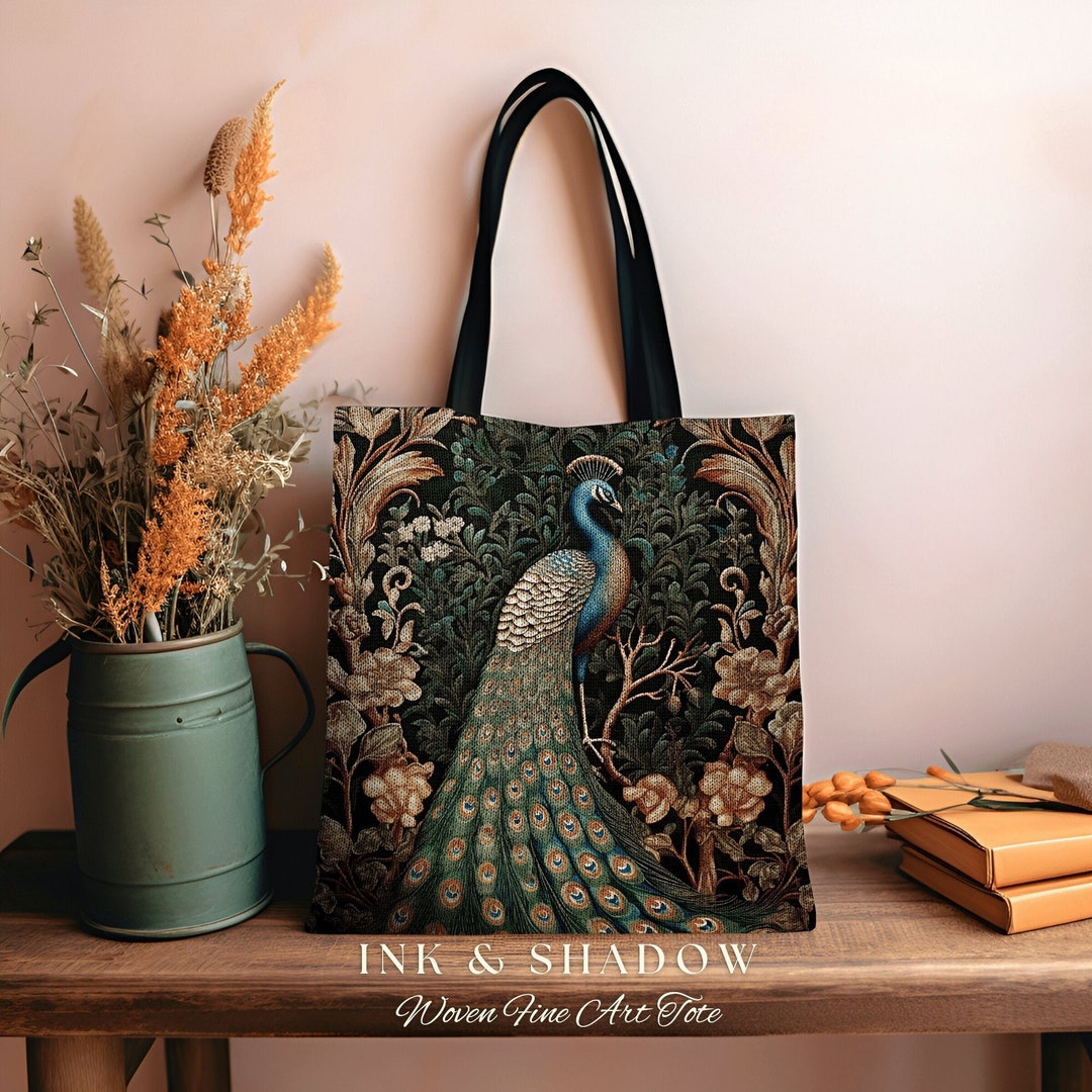 Boho Peacock Cottagecore Tote | William Morris Inspired Tote Bag ...