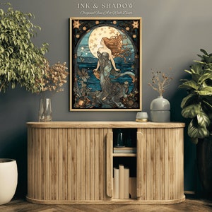 Celestial Mermaid Art Nouveau Room Decor Vintage Mermaid Siren ...