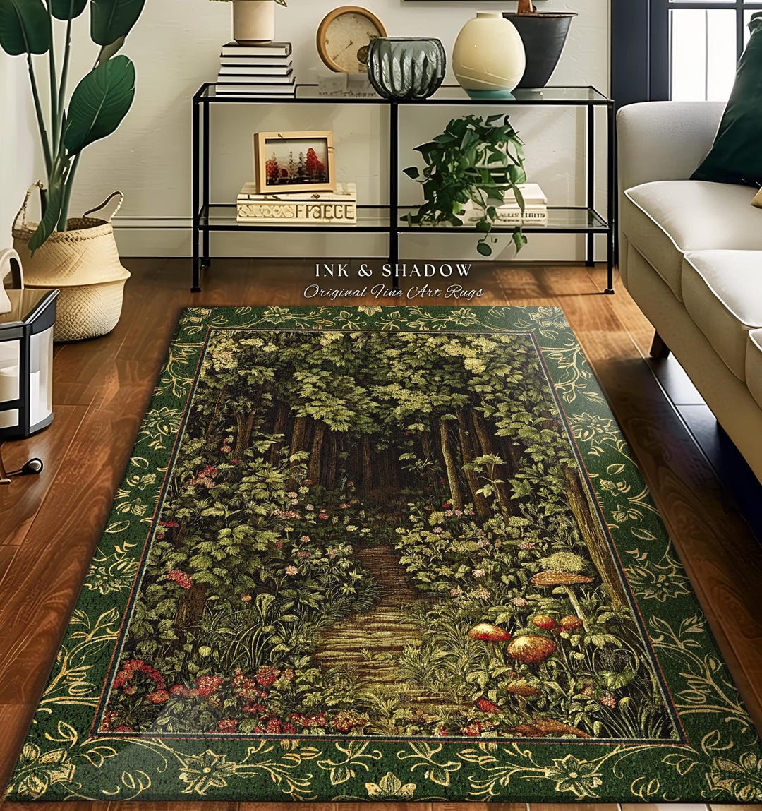 Fairytale Forest Botanical Accent Rug | Mystic Aesthetic Woodland Home ...