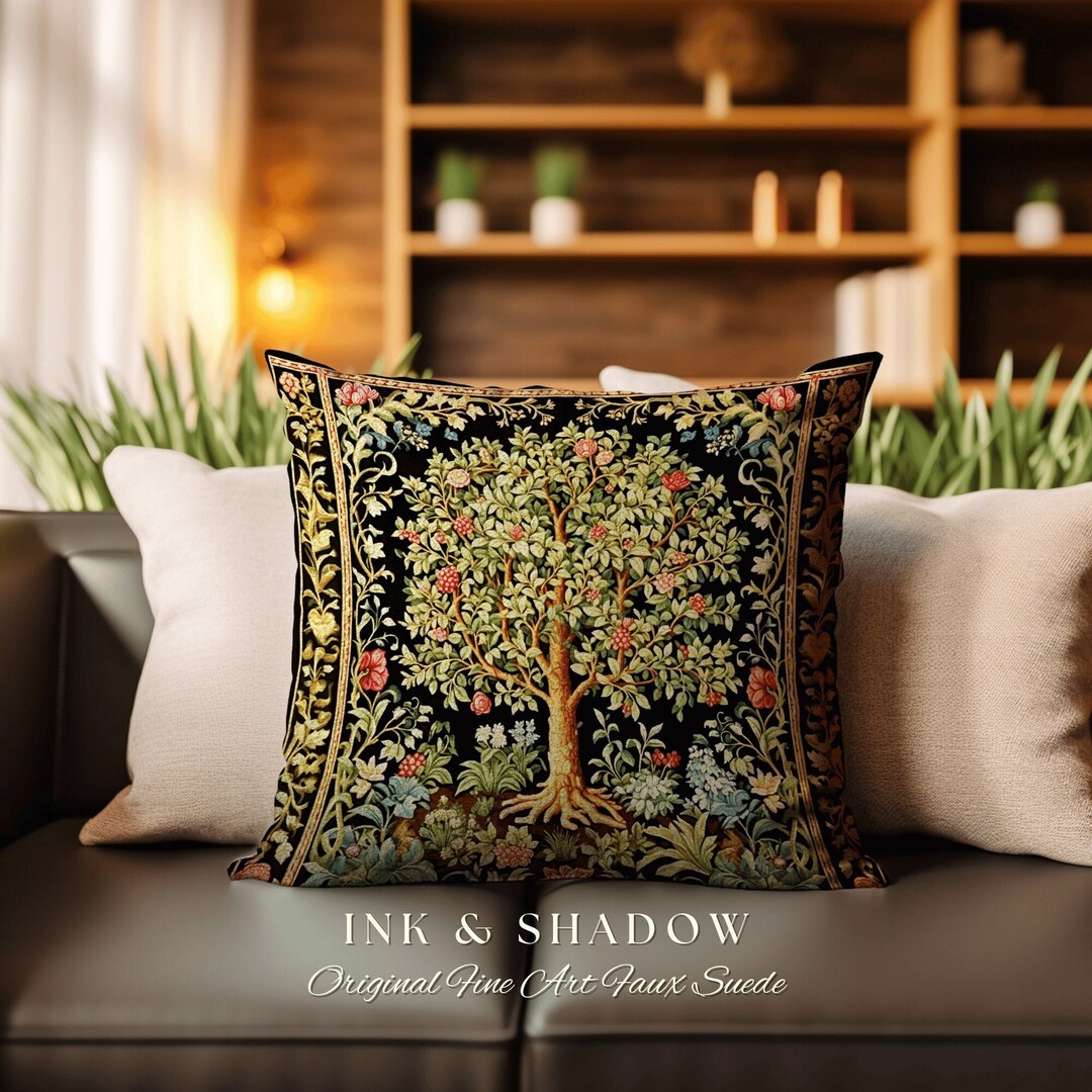 Medieval Botanical Throw Pillow | William Morris Inspired Accent Pillow ...