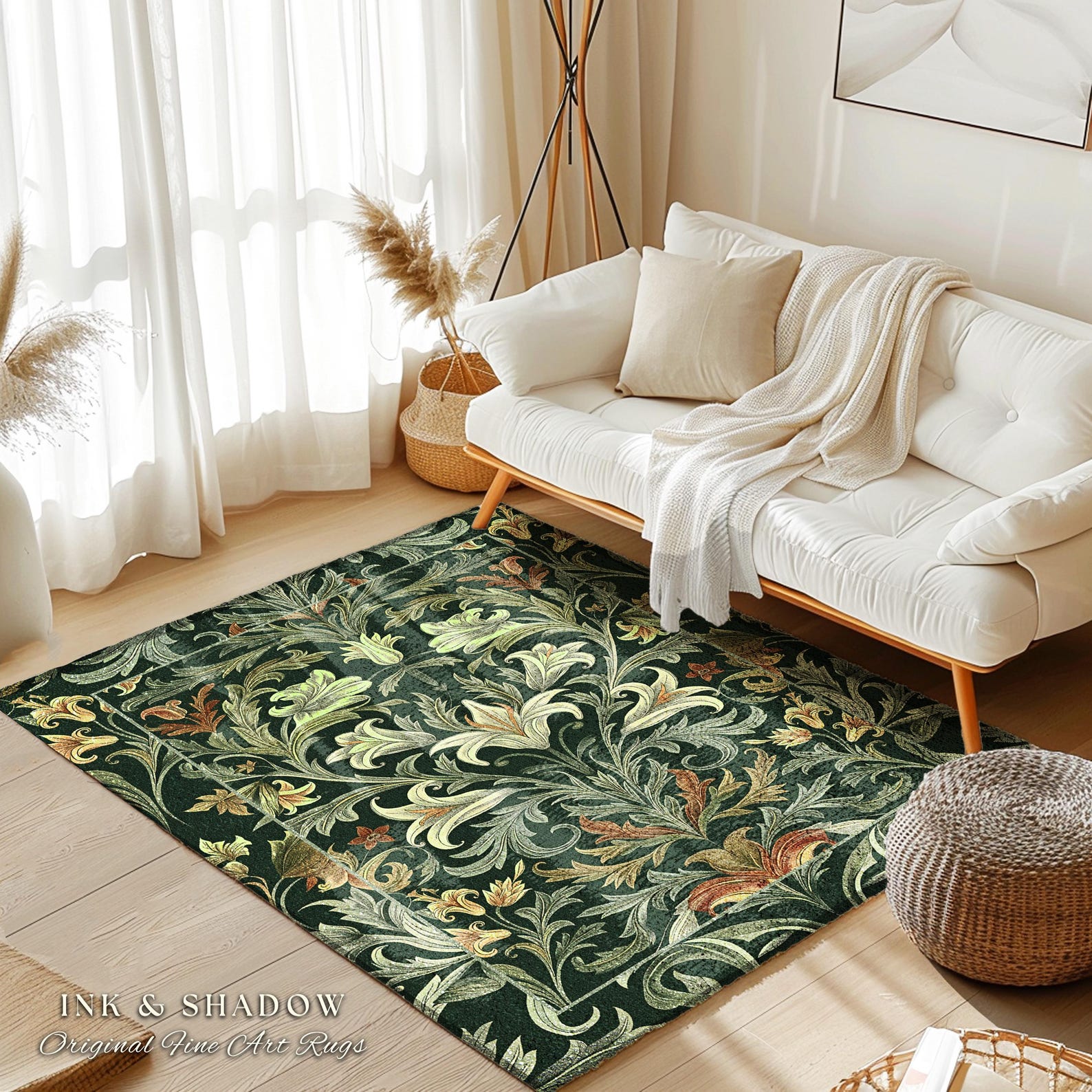 Art Deco Wildflower Runner Elegant Nature Inspired Woodland Gothic Dark ...