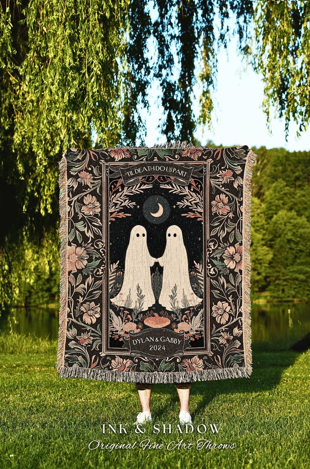Boho Ghost Couple 'till Death Do Us Part' Tapestry | Personalized ...
