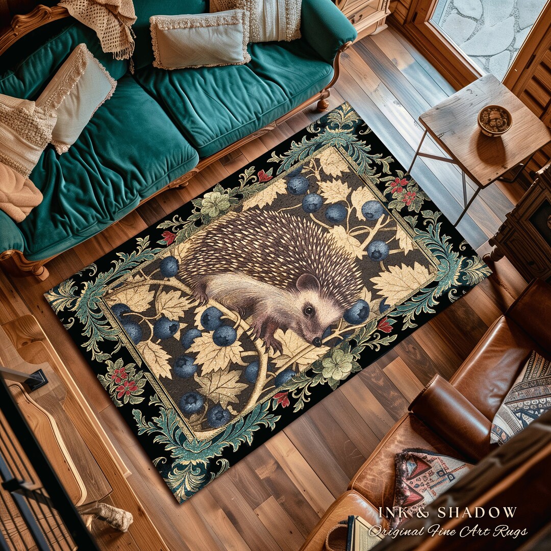 Victorian Gothic Hedgehog Rug Dark Woodland Autumn Aesthetic Cozy ...