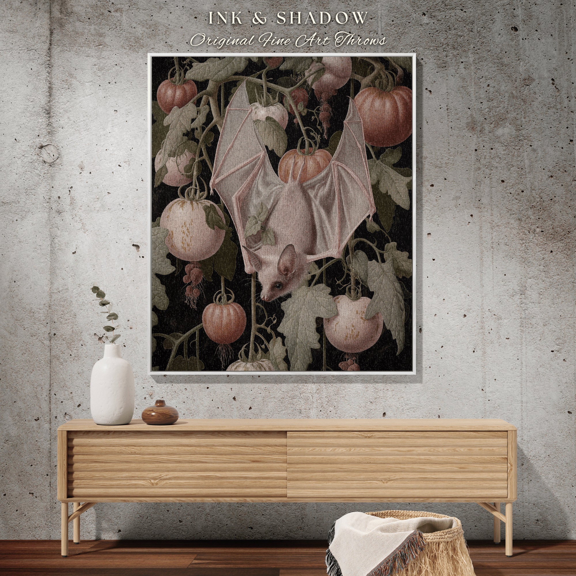 Ethereal Botanical Bat Blanket Woven | Celestial Tapestry Woven Blanket ...