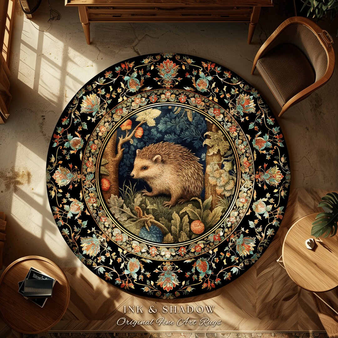 Hedge Hog Floor Rug | Forestcore Decor William Morris Style Cottagecore ...