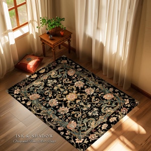 Dark Floral Victorian Rug Wildflower Aesthetic Living Room Gothic Home ...