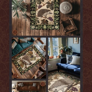 Ornate Hedgehog Area Rug | Whimsical Woodland Aesthetic Rustic Bedroom ...