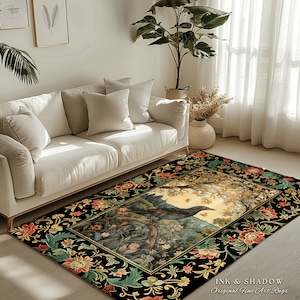 Dark Floral Raven Rug Victorian Gothic Room Decor William Morris ...