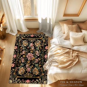 Antique Rose Aesthetic Rug Victorian Floral Dark Academia Decorative ...