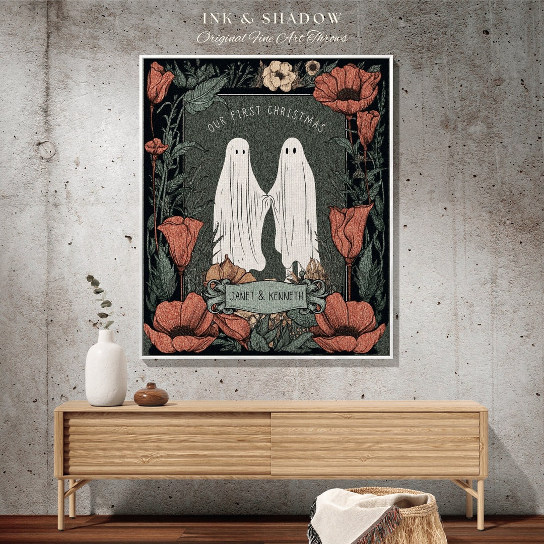 Floral Ghost Tapestry 'our First Christmas' Blanket Custom Christmas ...