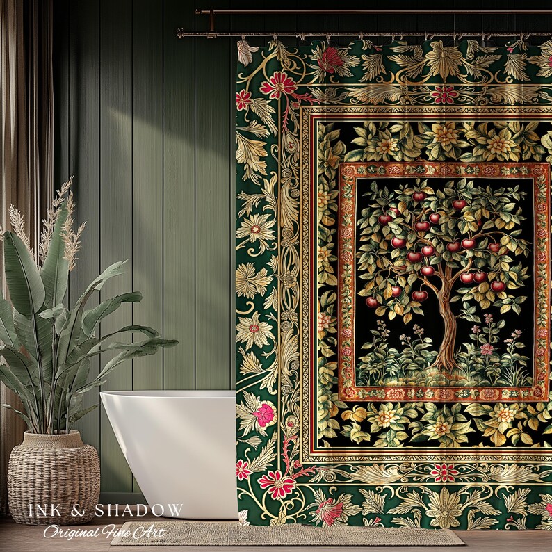 Storybook Gothic Cherry Tree Shower Curtain | Romantic Woodland ...