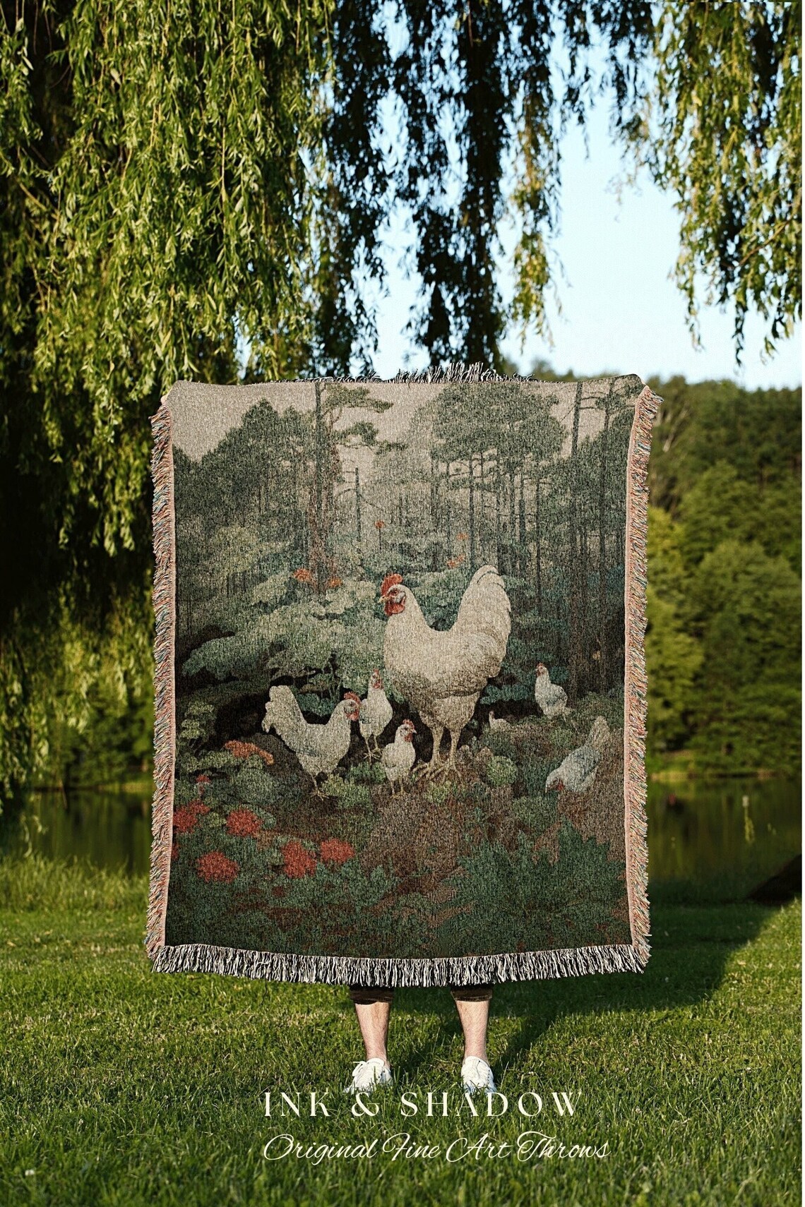 Rustic Farmhouse Chicken Tapestry Blanket | Funny Chicken Mom Gift ...