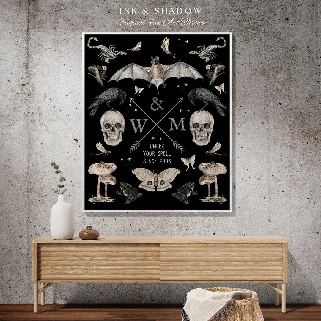 Gothic Anniversary Gift Custom Initials Blanket Woven Tapestry - Etsy