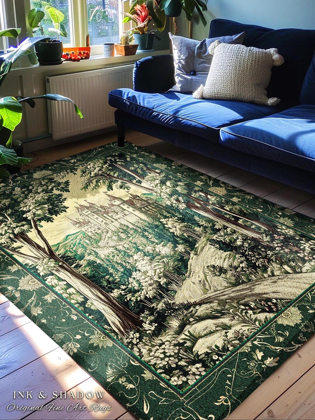 Medieval Castle Woodland Forest Rug | Forestcore Dark Academia ...