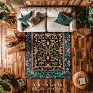Dark Academia Busy Botanical Rug | Folklore Aesthetic Floral ...